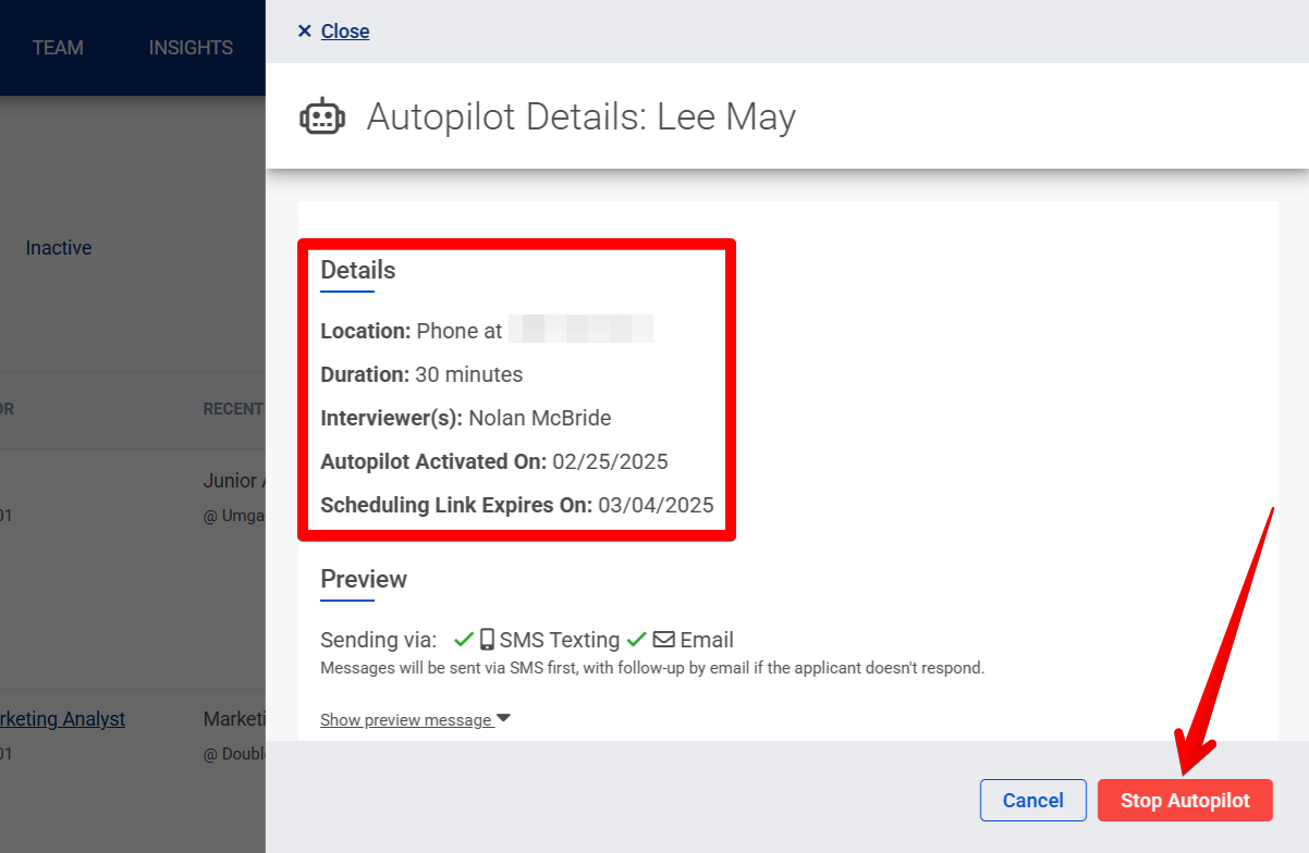 Scheduling interviews using Autopilot